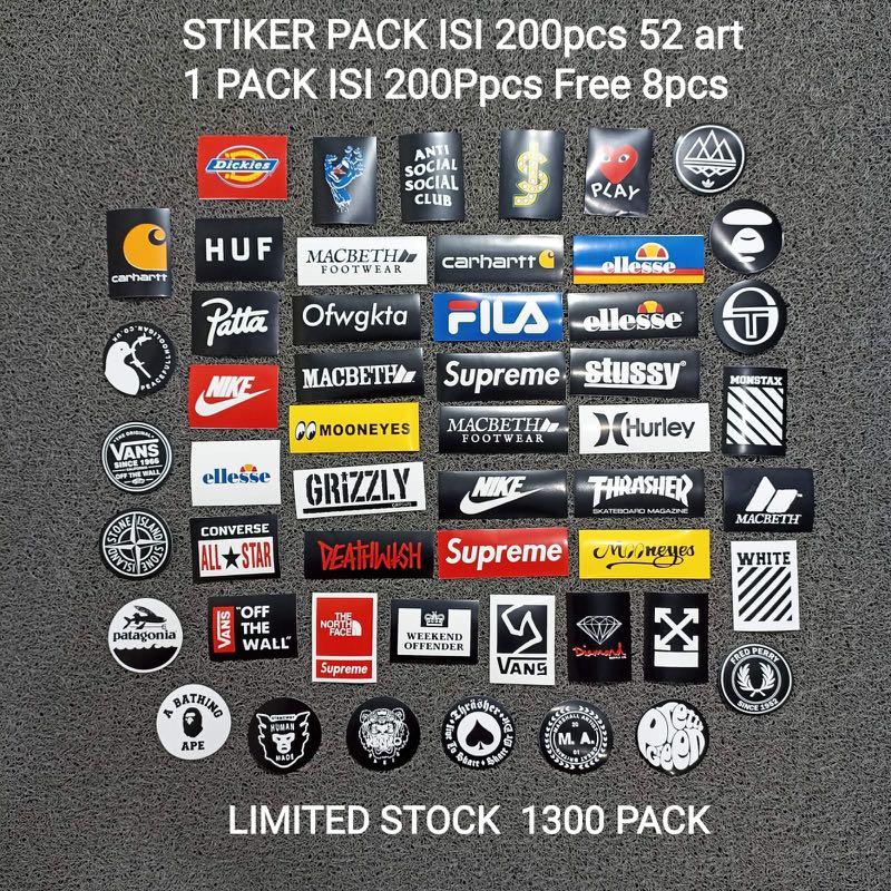 sticker pack brand dan band, Fesyen Pria, Aksesoris, Lainnya di Carousell