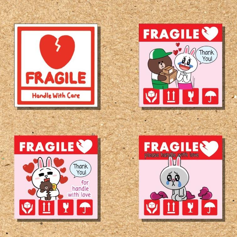 CUTE FRAGILE STICKER TAPE LABEL Handle with Care Pelekat Stiker Mudah ...