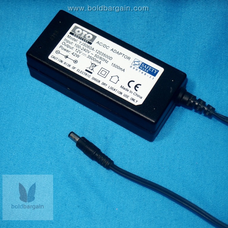 Authentic OTO YJS060A-1203500D 12.0V 3500mA AC Adapter Power Supply ...