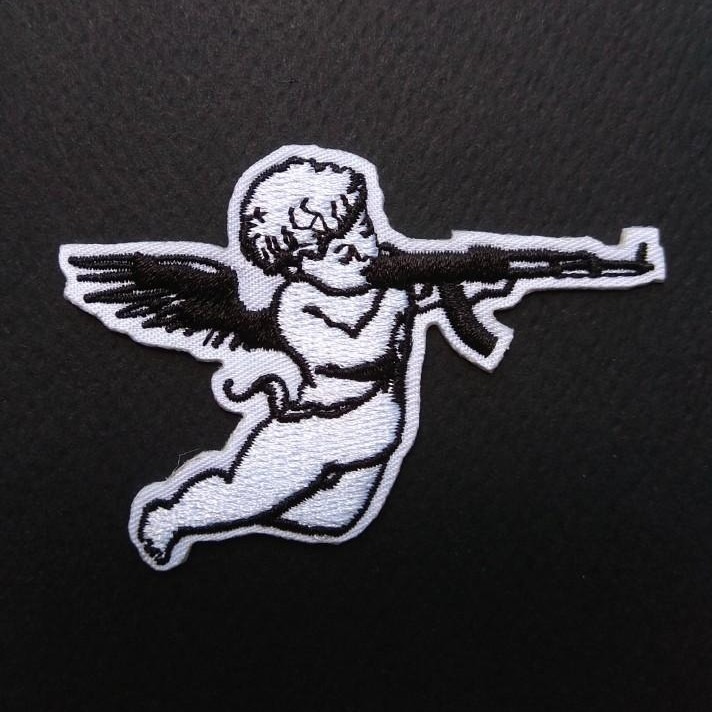 Cherub Angel Machine Gun Iron On Patch, Hobbies & Toys, Stationery ...