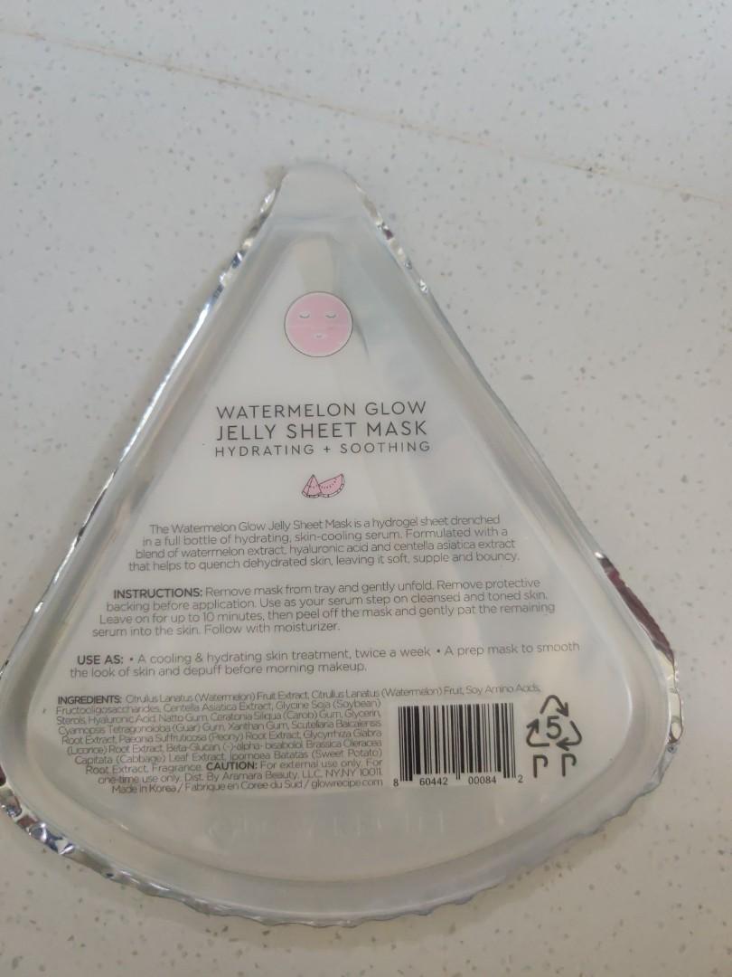 Glow Recipe Watermelon Glow Jelly Sheet Masks, Beauty & Personal Care ...