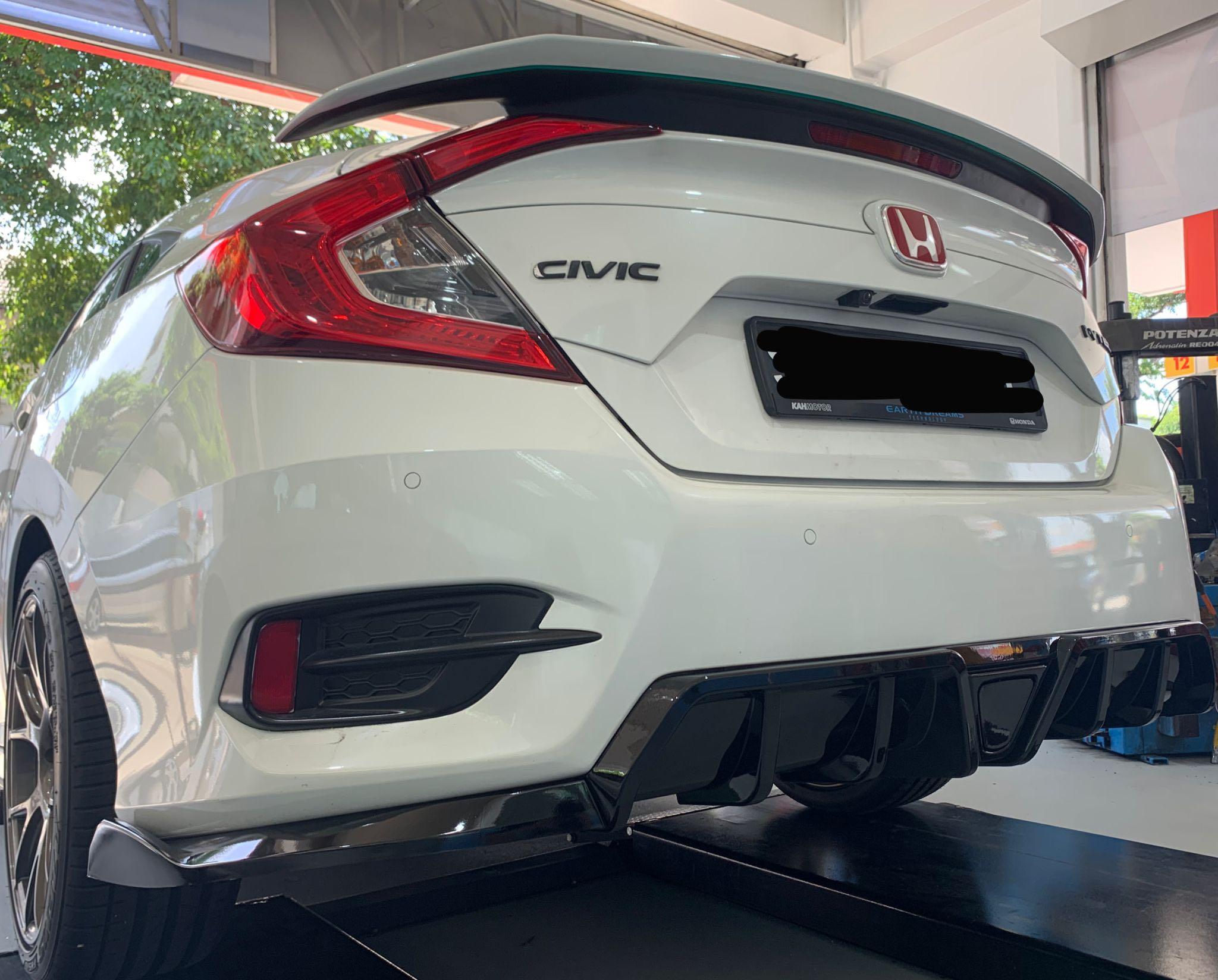 Honda Civic FC Rear diffuser in CF / Glossy black civicx 10Th Gen Fc1 ...