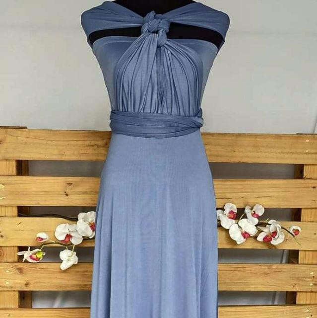 INFINITY DRESS DUSTY BLUE, Women's Fashion, Dresses & Sets, Evening ...