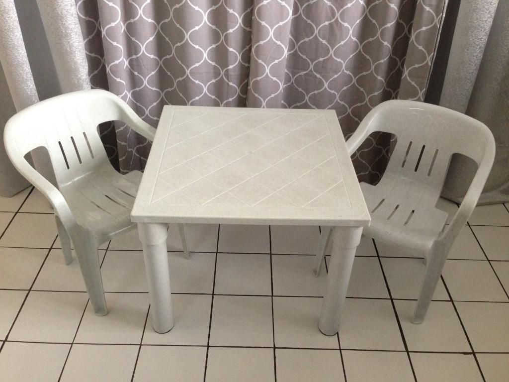 Junior Monobloc Table with 2 Chairs, Furniture & Home Living, Furniture ...