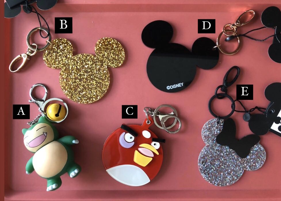 Keychains (6 types available) - Snorlax Pokemon, Angry Bird Mirror ...