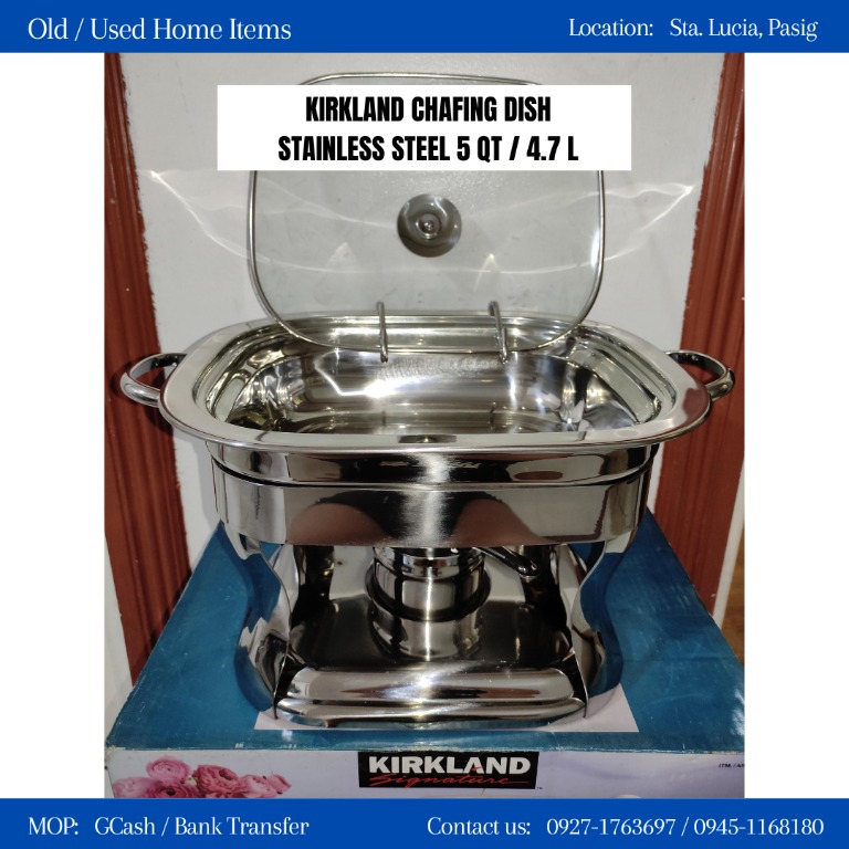 KIRKLAND STAINLESS STEEL CHAFING DISH 5QT / 4.7L (4 BOXES SET SALE ONLY ...