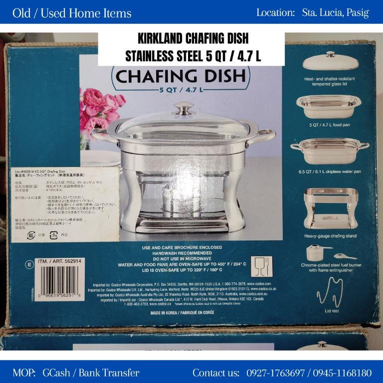 KIRKLAND STAINLESS STEEL CHAFING DISH 5QT / 4.7L (4 BOXES SET SALE ONLY ...