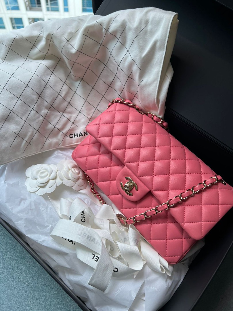 Like new medium pink beli feb 2022 ghw Full set with receipt, Barang ...