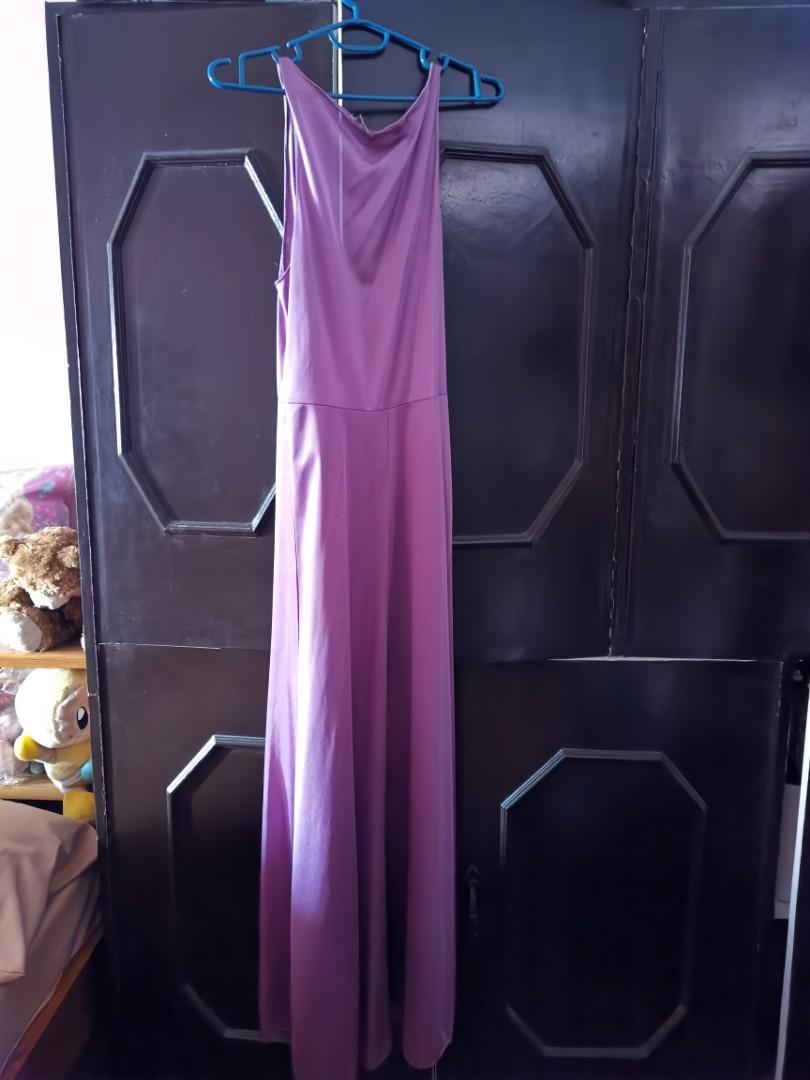 Long Purple Silk Gown, Women's Fashion, Dresses & Sets, Evening dresses ...