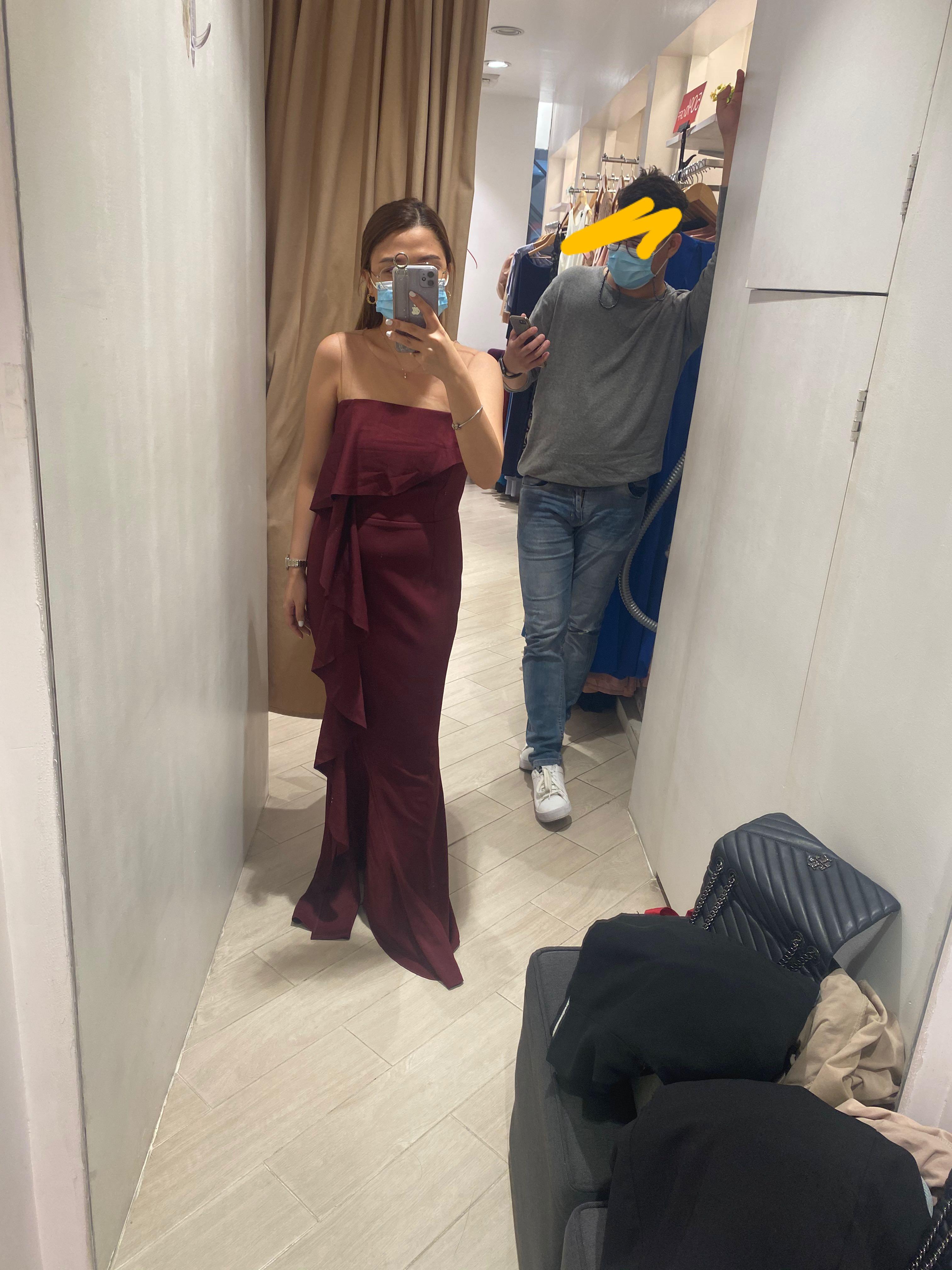 Maroon Mermaid Gown, Women's Fashion, Dresses & Sets, Evening dresses ...