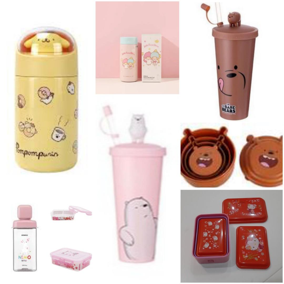 Miniso sanrio flask, we bare bear tumbler lunch box, hello kitty lunch ...