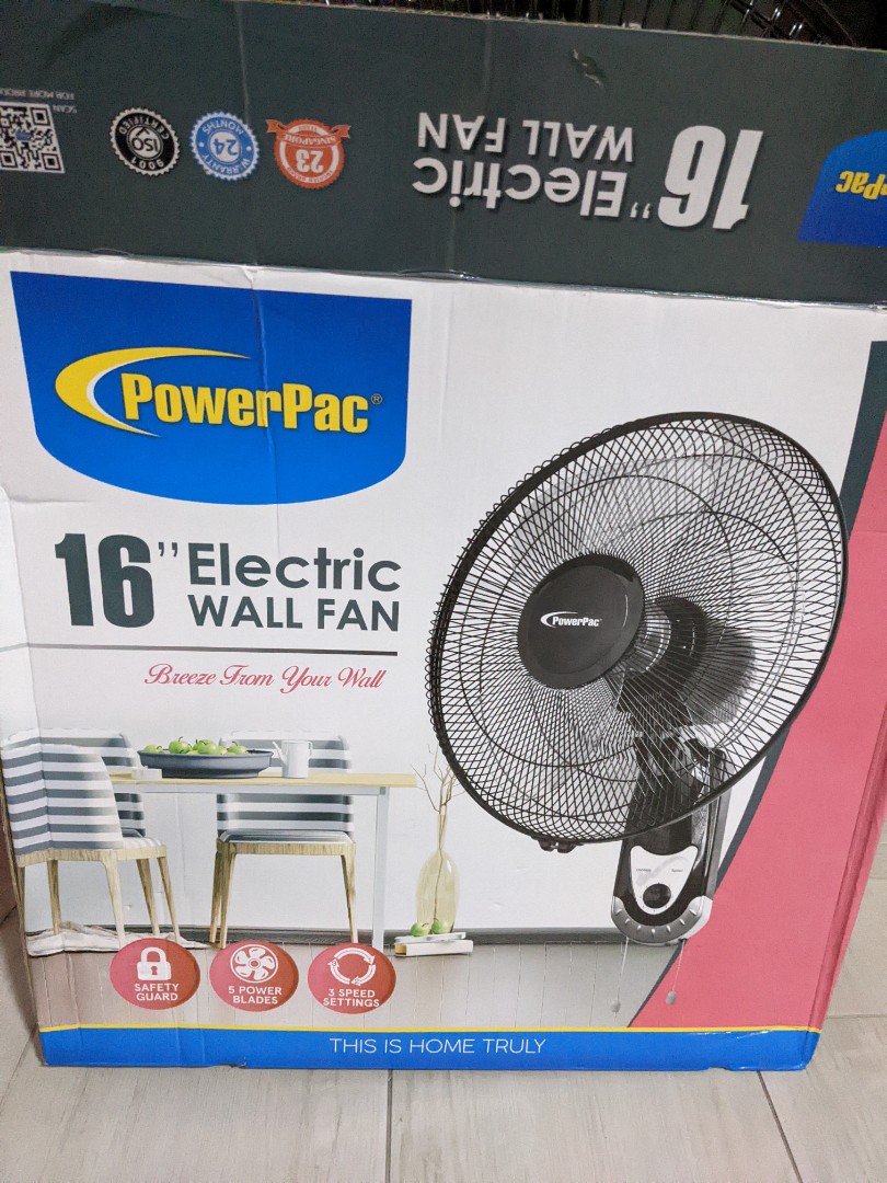 Powerpac 16" wall fan without remote, TV & Home Appliances, Other Home ...