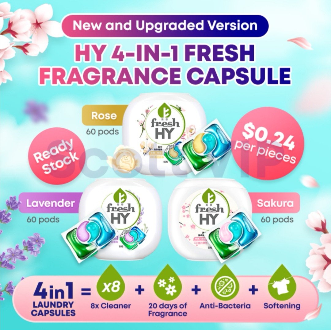 SEIKA Fresh HY 4 in 1 Laundry Detergent Capsule [60 pcs] - Sakura ...