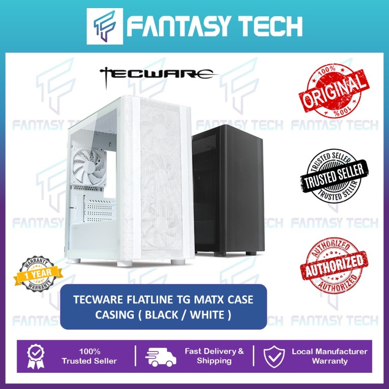 TECWARE FLATLINE TG MATX CASE CASING ( BLACK / WHITE ), Computers & Tech, Parts & Accessories ...
