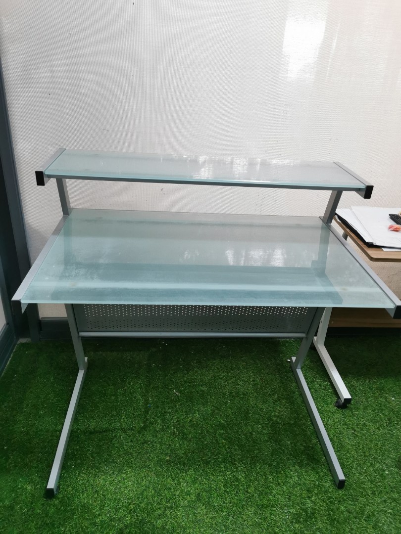 Tempered Glass study table, Furniture & Home Living, Furniture, Tables ...