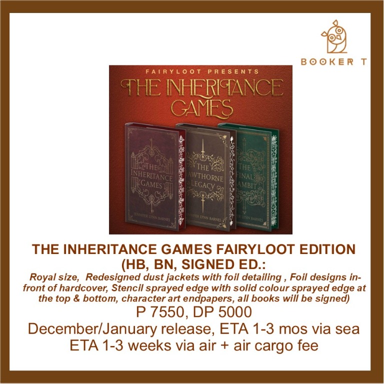 THE INHERITANCE GAMES FAIRYLOOT EDITION (HB, BN) BY JENNIFER LYNN ...