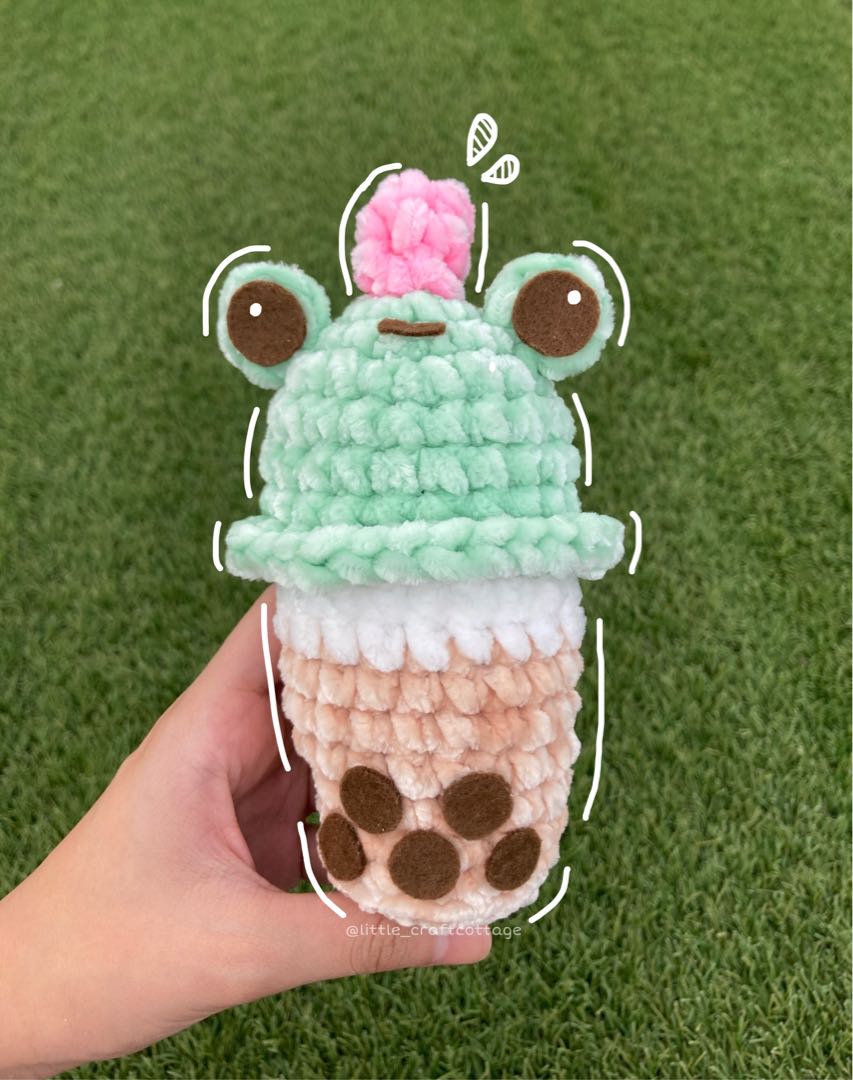 Velvet frog boba crochet plushie, Hobbies & Toys, Stationery & Craft ...