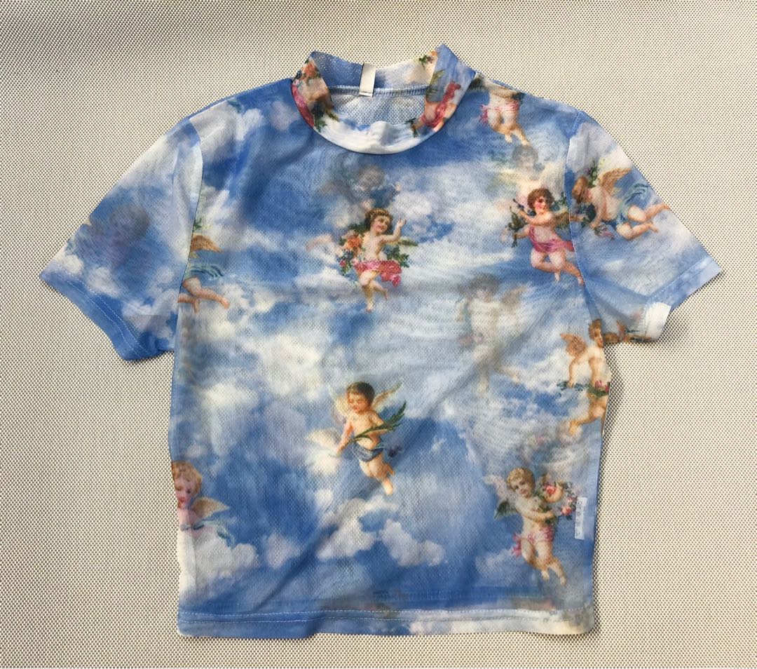 Y2K Angel Mesh Top, Women's Fashion, Tops, Others Tops on Carousell
