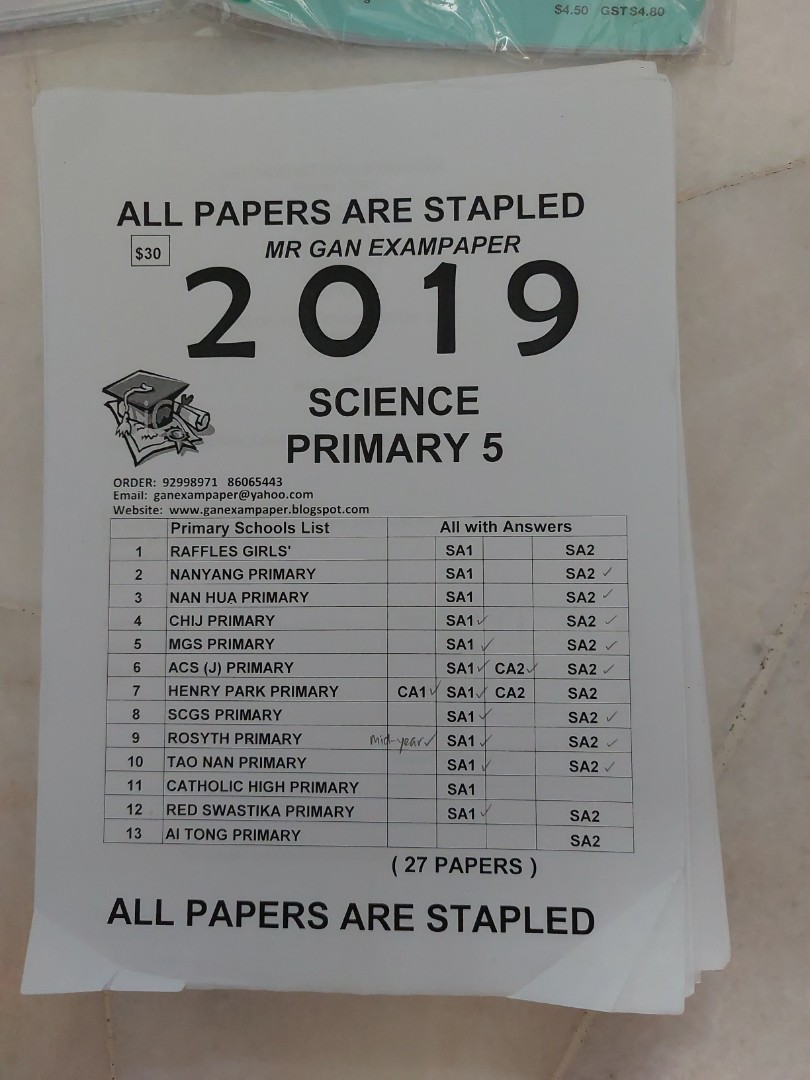 2019 Primary 5 Science Exam Papers, Hobbies & Toys, Books & Magazines ...