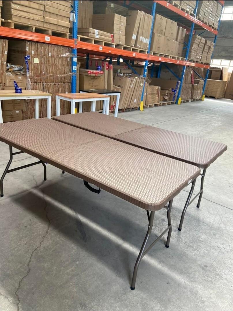 6FT RATTAN FOLD-IN-HALF TABLE, Furniture & Home Living, Outdoor ...