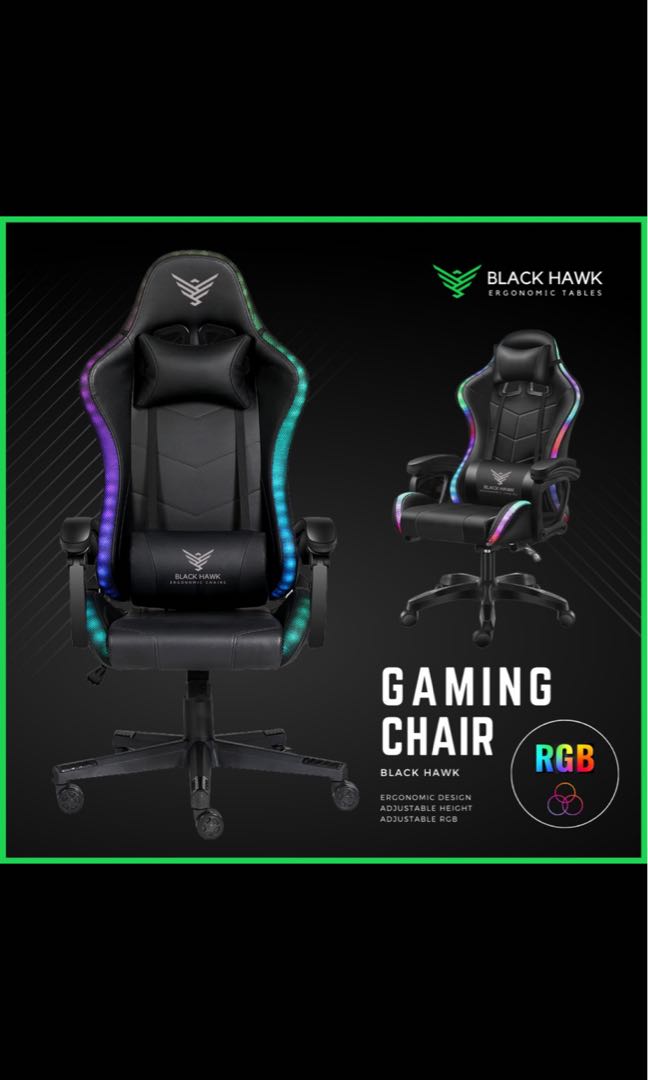 Black Hawk RGB Gaming chair, Furniture & Home Living, Furniture, Chairs ...