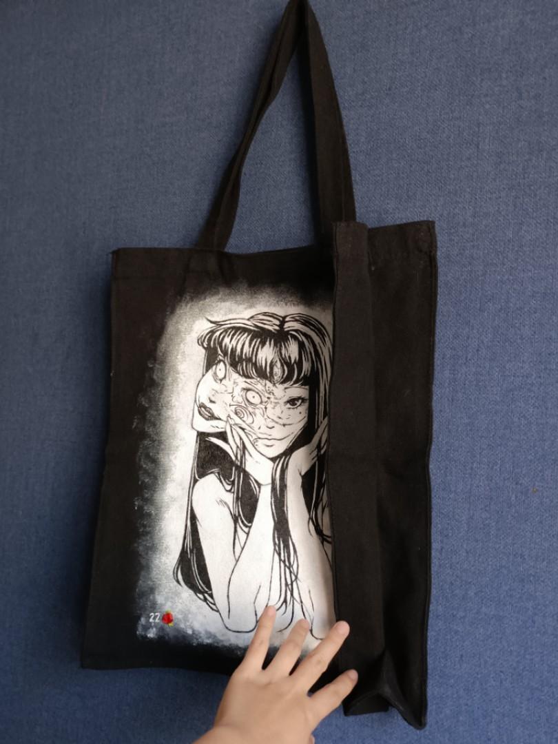HAND PAINTED TOMIE FAN ART ON TOTE BAG (Junji Ito), Women's Fashion ...