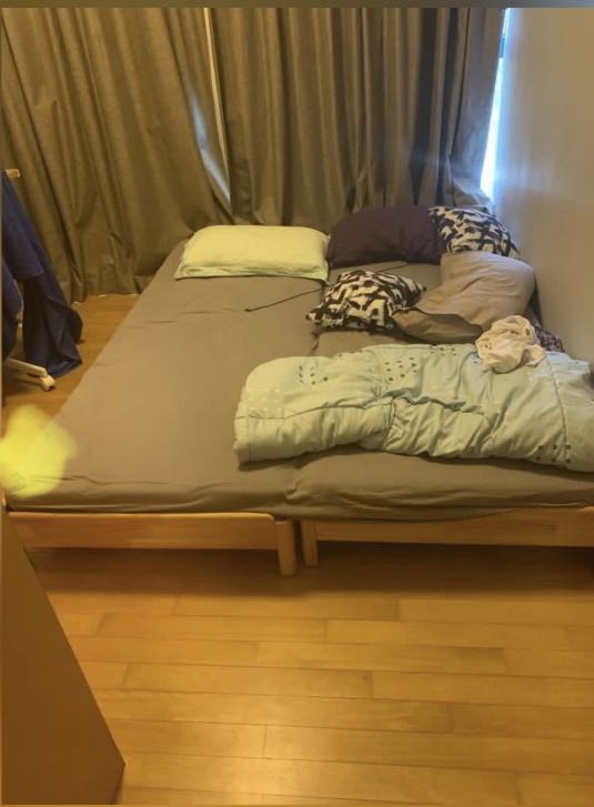 IKEA single to double stackable bed frame, Furniture & Home Living ...