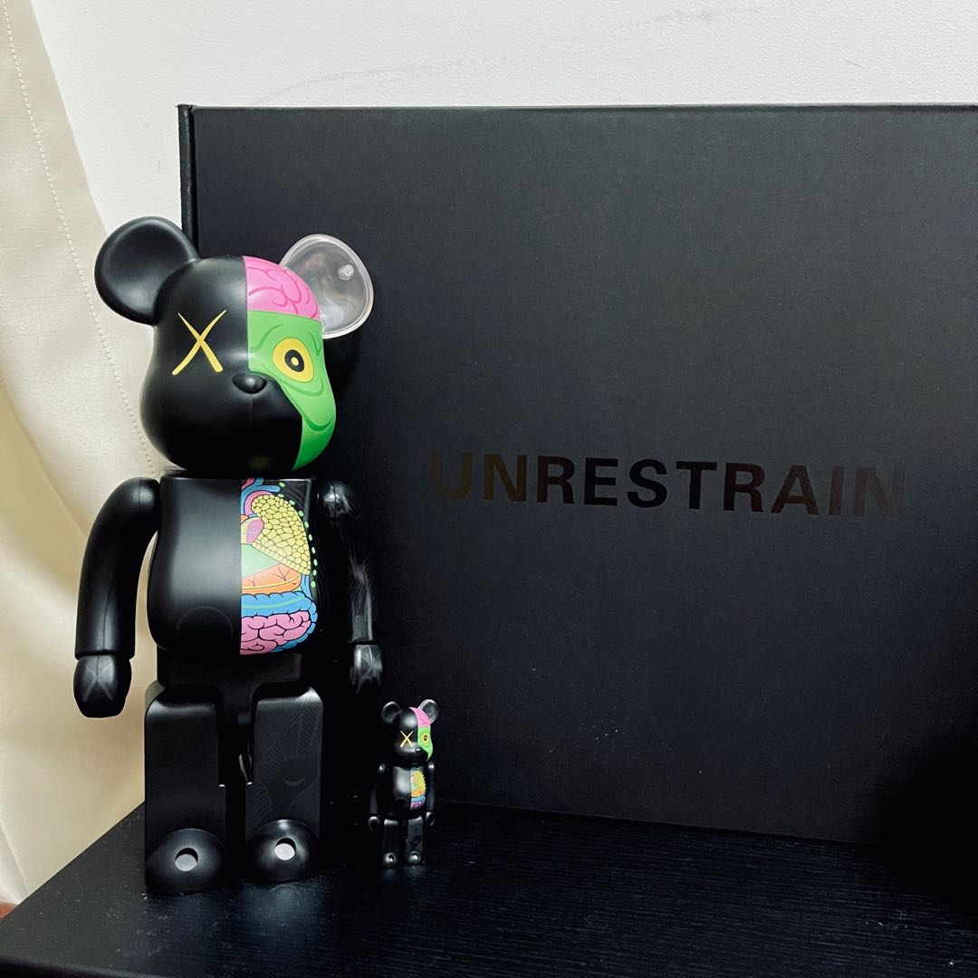 KAWS Bearbrick Dissected 400% +100%Black, Hobbies & Toys, Toys & Games ...