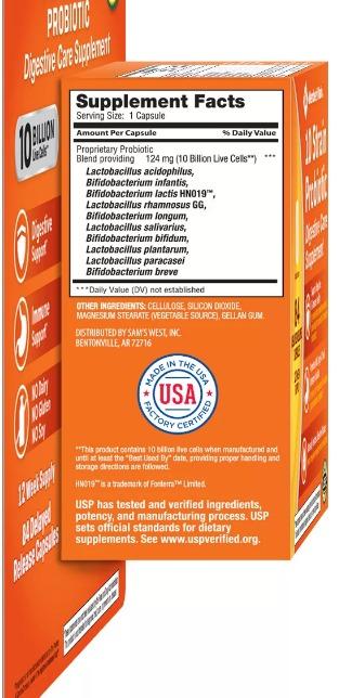 Member's Mark 10 Strain Probiotic (84 Capsules, 12 Week Supply) Expiry ...