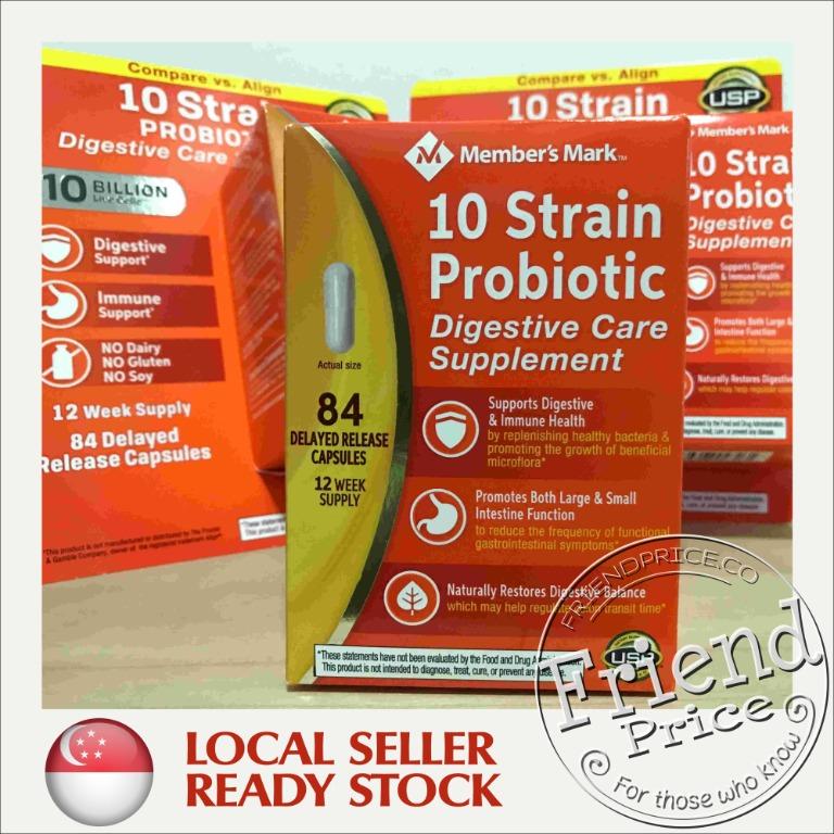 Member's Mark 10 Strain Probiotic (84 Capsules, 12 Week Supply) Expiry ...