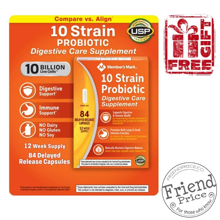Member's Mark 10 Strain Probiotic (84 Capsules, 12 Week Supply) Expiry ...