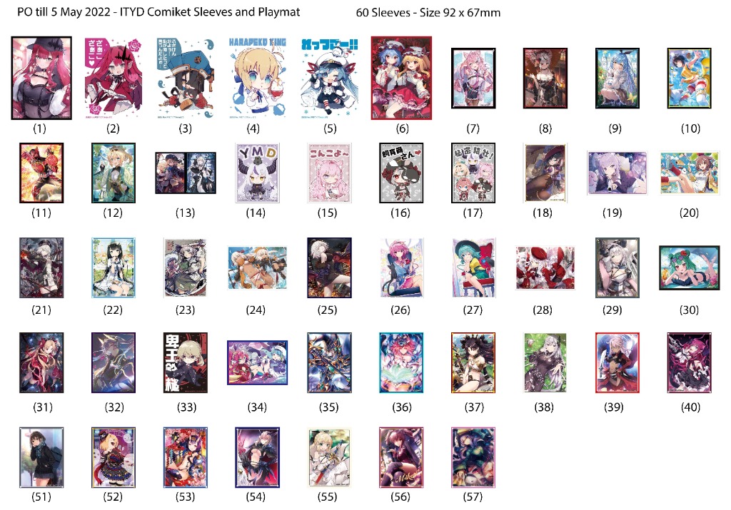 [PO - ITYD] Comiket Sleeves and Playmat Hololive FGO Fate Chole Kazama Laplus suisei genshin ...