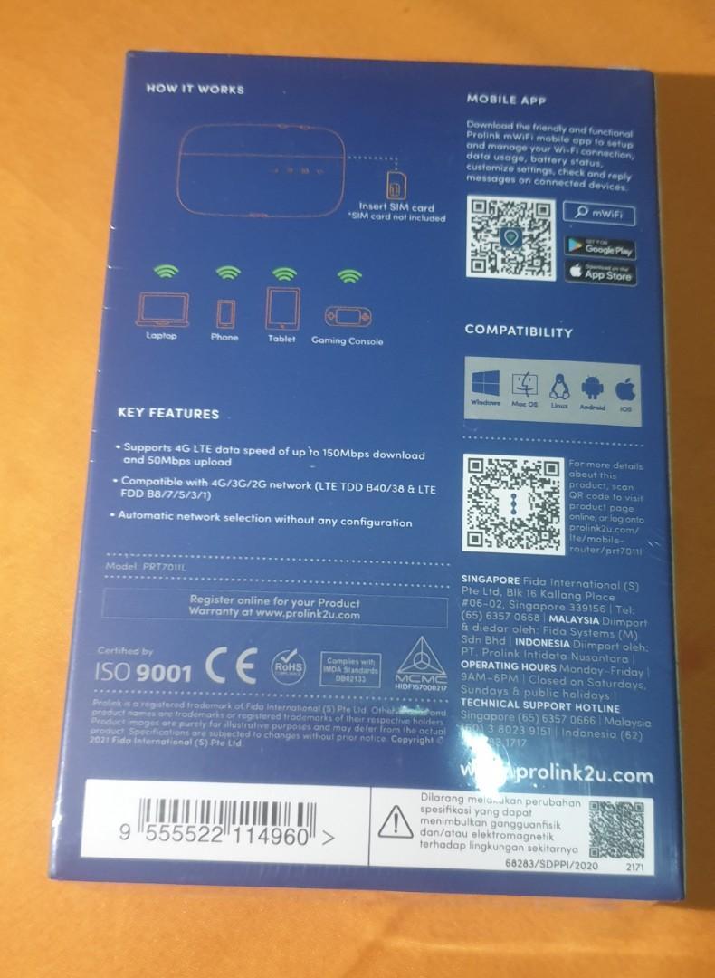 Prolink PRT7011L 4G 300Mbps LTE Wireless Mobile Travel Router (Support ...