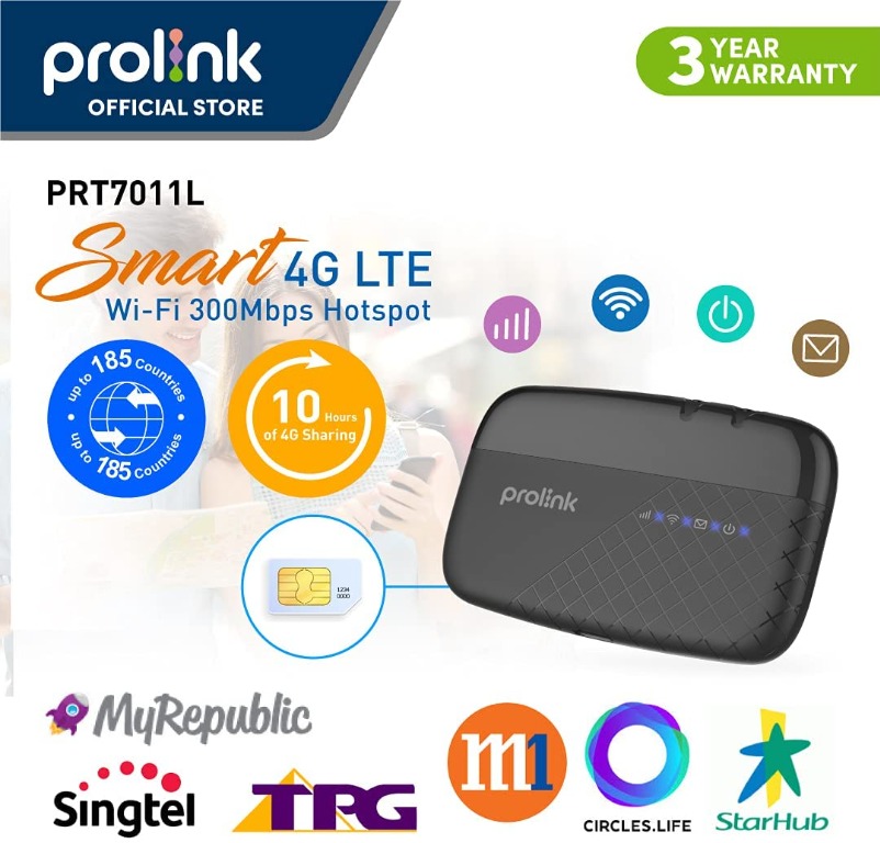Prolink PRT7011L 4G 300Mbps LTE Wireless Mobile Travel Router (Support ...