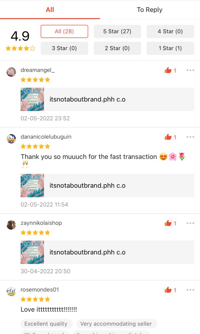 Proof of feedbacks in Shopee, Announcements on Carousell