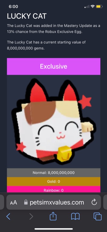 PSX Pet Simulator X Exclusive - Lucky Cat., Video Gaming, Gaming ...