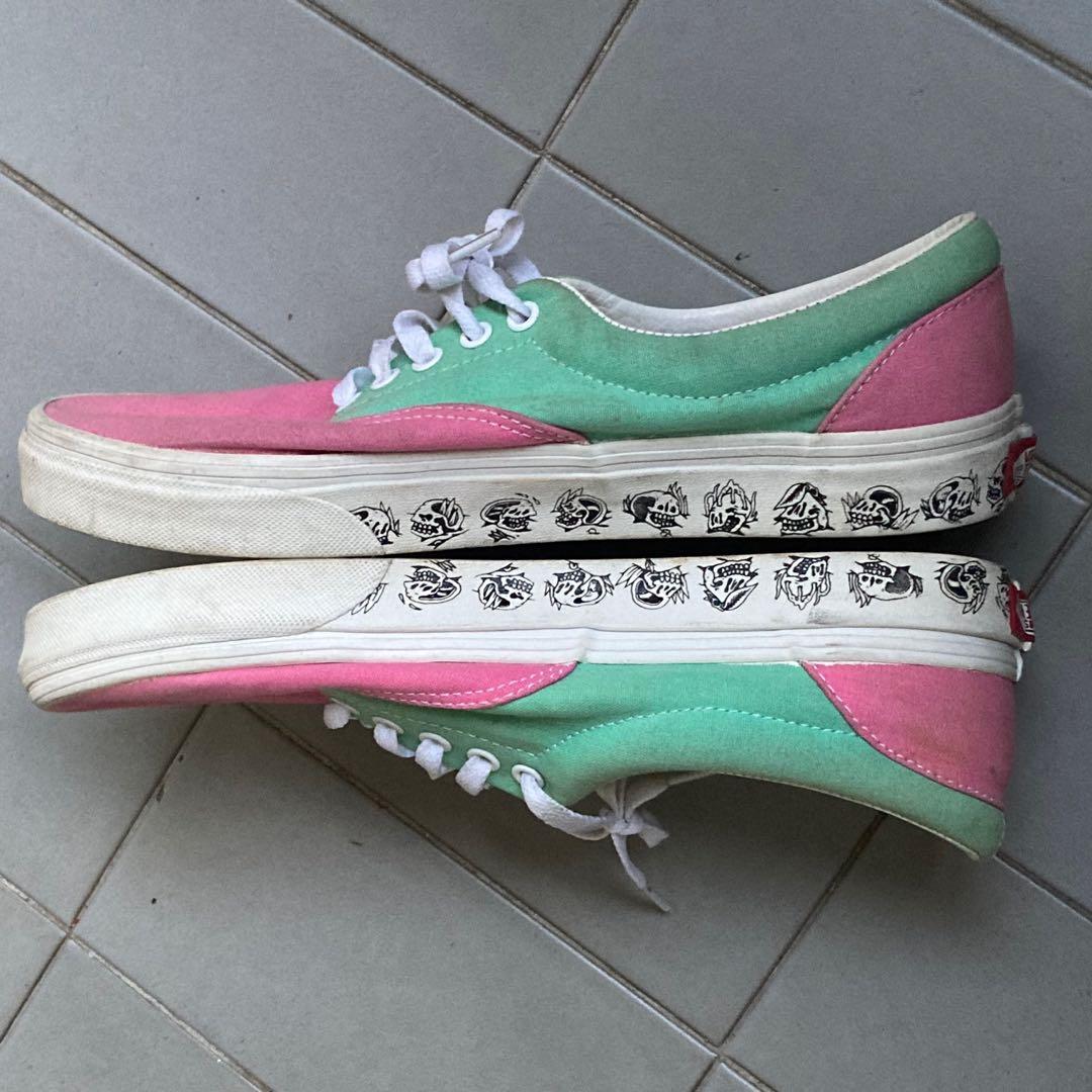 Van Era Pink Green Shoe, Women's Fashion, Footwear, Sneakers on Carousell
