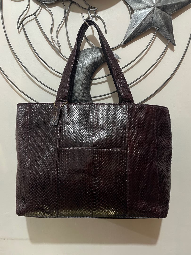 Vintage Genuine Snakeskin Bag in Bark Burgundy, Luxury, Bags & Wallets ...