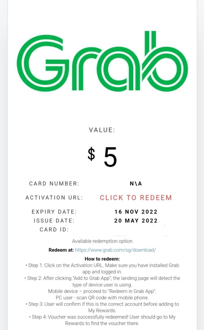 $5 Grab Voucher, Tickets & Vouchers, Vouchers on Carousell