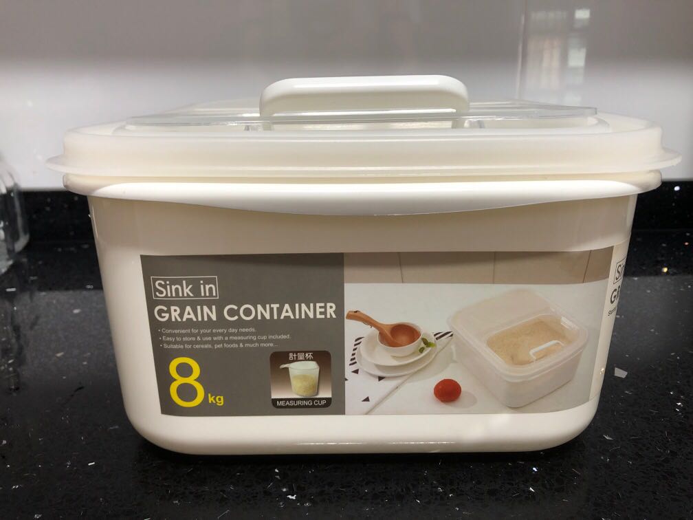 8kg Rice Container with Measuring Cup, Furniture & Home Living ...