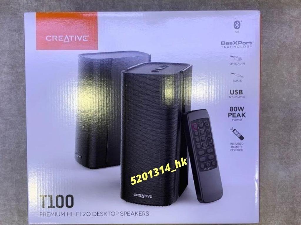 【全新行貨 門市現貨】Creative T100 Compact Hi-Fi 2.0 Desktop Speakers 藍芽喇叭, 音響器材, Soundbar、揚聲器、藍牙喇叭、耳擴 ...