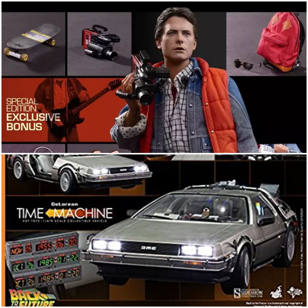 全新 hot toys back to the future 回到未來 時光機 time machine delorean Marty ...
