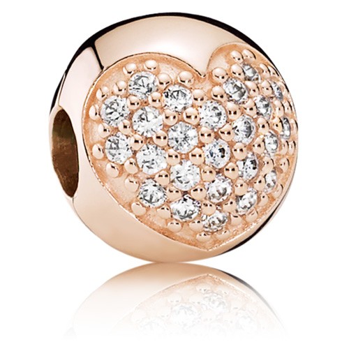Authentic Pandora Rose Gold Love of my Life Clip with Clear Zirconia ...