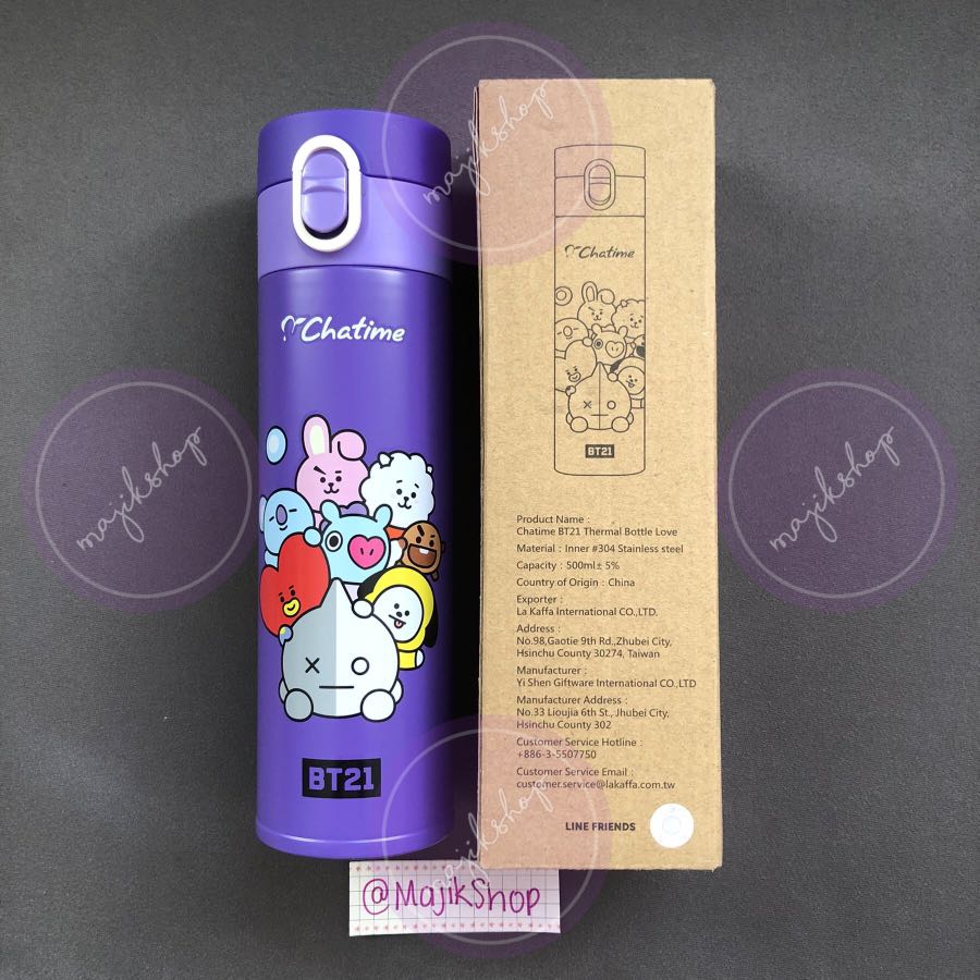 BT21 x ChaTime Thermal Bottle Love (Insulated Tumbler) 500ml, Furniture ...
