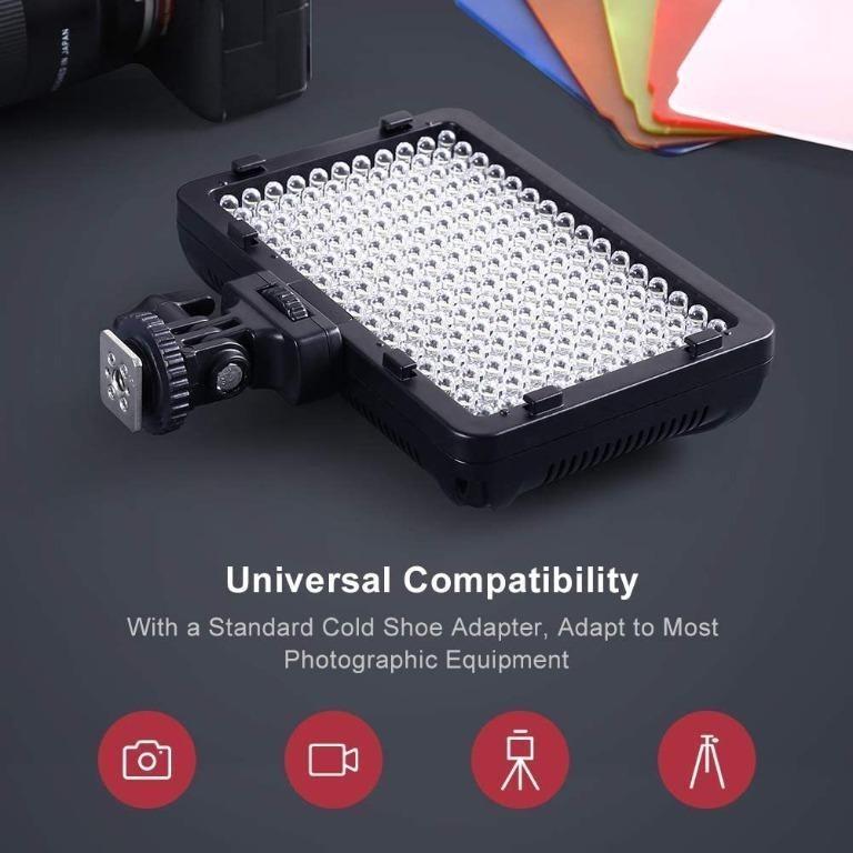 ESDDI LED Video Light, 176 LED Ultra Bright Dimmable CRI 95+ Camera ...