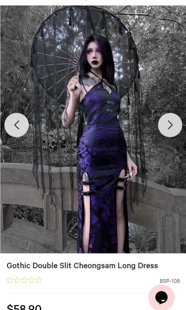 Gothic Double Slit Long Dress, Women's Fashion, Dresses & Sets, Dresses ...