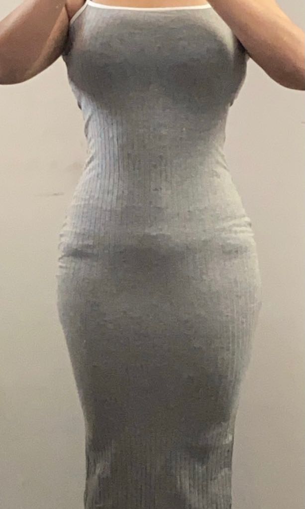 Gray Maxi Bodycon Dress (SHOPEE), Women's Fashion, Dresses & Sets ...