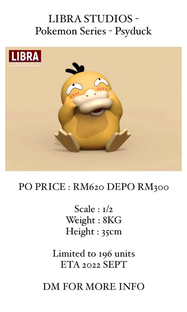 LIBRA STUDIOS - Pokemon Series - Psyduck, Hobbies & Toys, Toys & Games ...