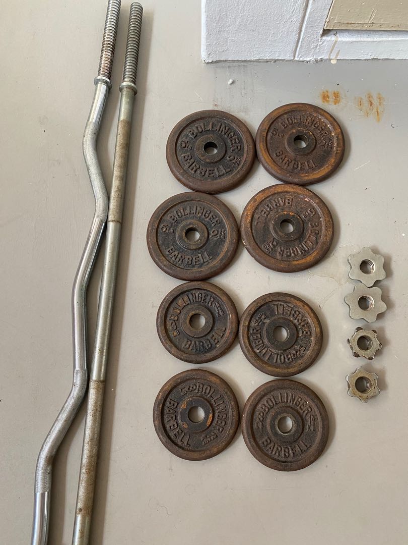 Long and curb bars with 04 of 5LB and 04 3 Lb plates for only $50 ...