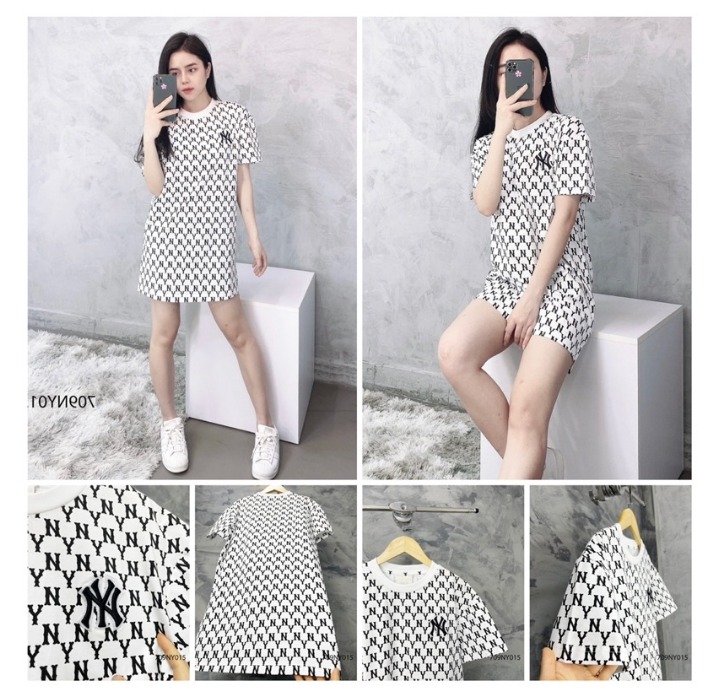 MLB New York Tshirt Dress Monogram White, Women's Fashion, Dresses ...